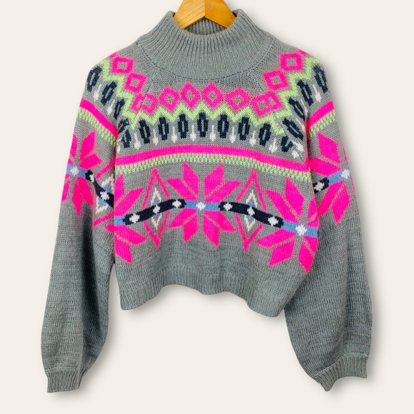 Planet Gold | Sweaters | Planet Gold Aztec Print Boxy Knit Turtleneck ...